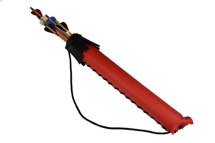 Kołczan na strzały do łuku okrągły pleciony + 5 strzał (mix kolorów) - Sklep Rycerski