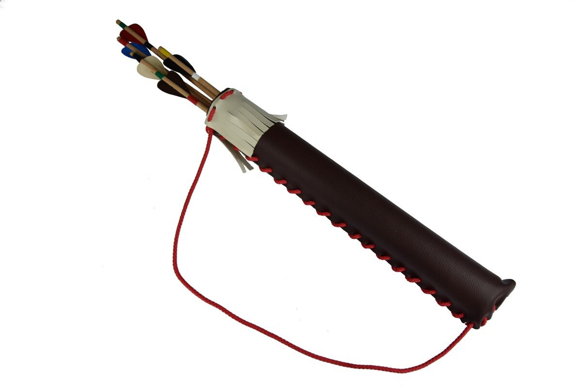 Kołczan na strzały do łuku okrągły pleciony + 5 strzał (mix kolorów) - Sklep Rycerski